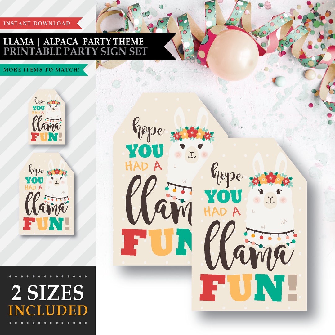 Llama 'desert Fiesta' Theme printable Party Favor Tags Guest Gifts ...