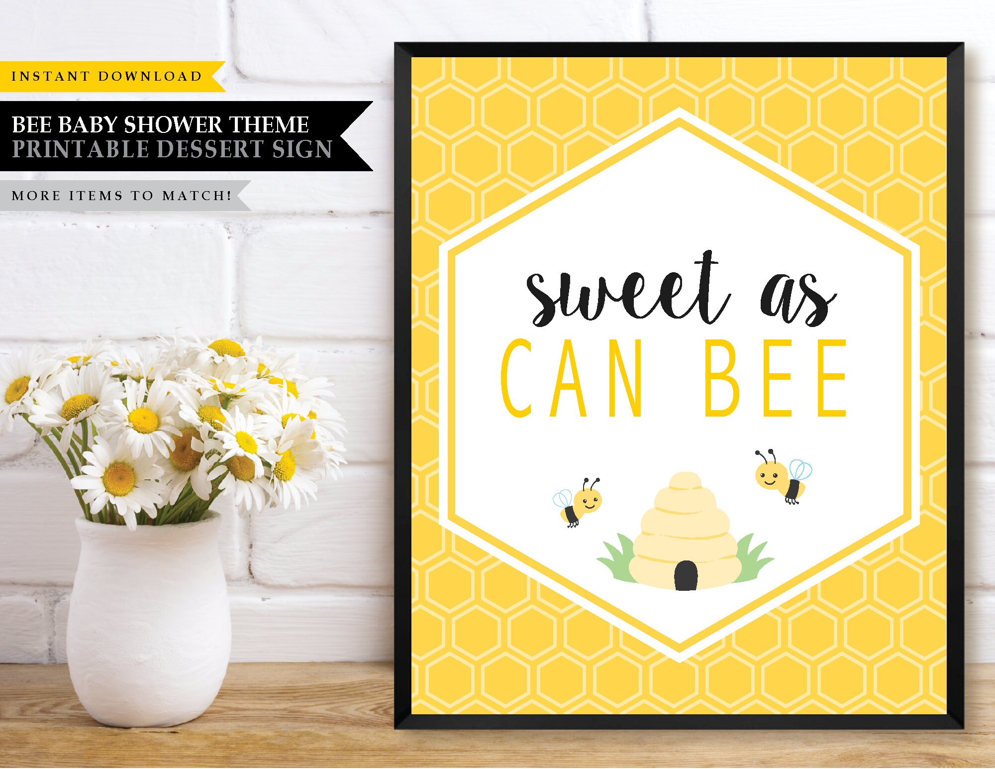 Bee 'Baby Bee' Theme Printable Sweet As Can Bee | Etsy