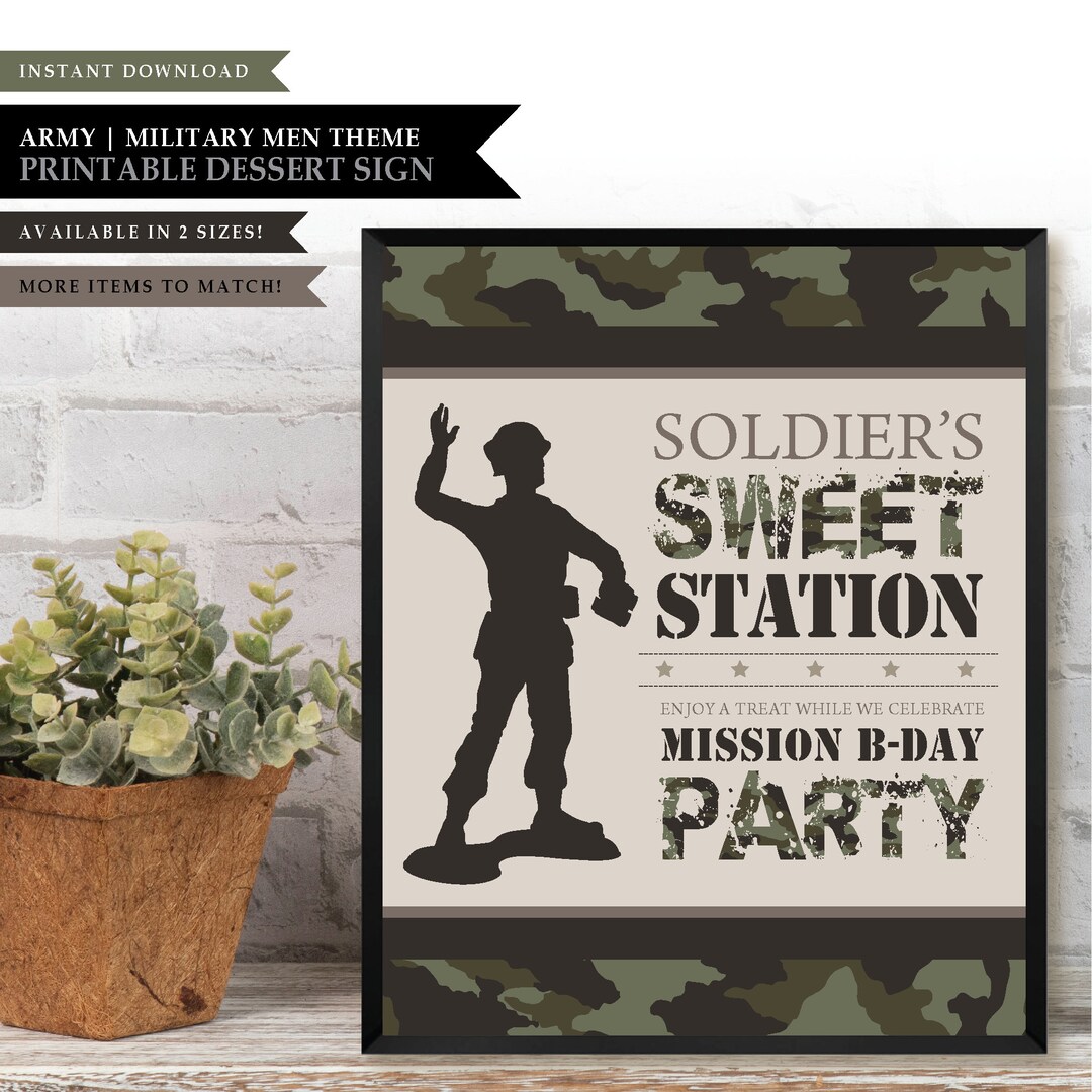 Army 'military Men' Green Theme *printable Sweet Station Sign* Dessert ...