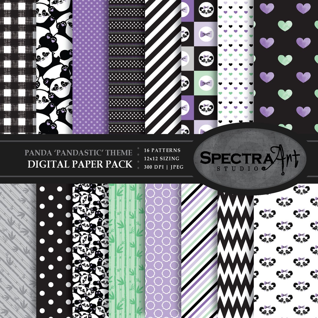 Panda Bear *beary Fun* Theme Digital Paper Pack | Printable Scrapbook ...