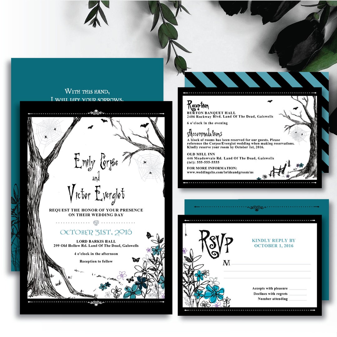 Corpse *skeleton Bride Midnight Tree* Theme / Printable Wedding ...