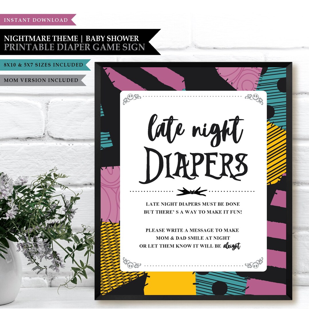 Nightmare *skellington Love* Printable Late Night Diaper Sign | Baby ...
