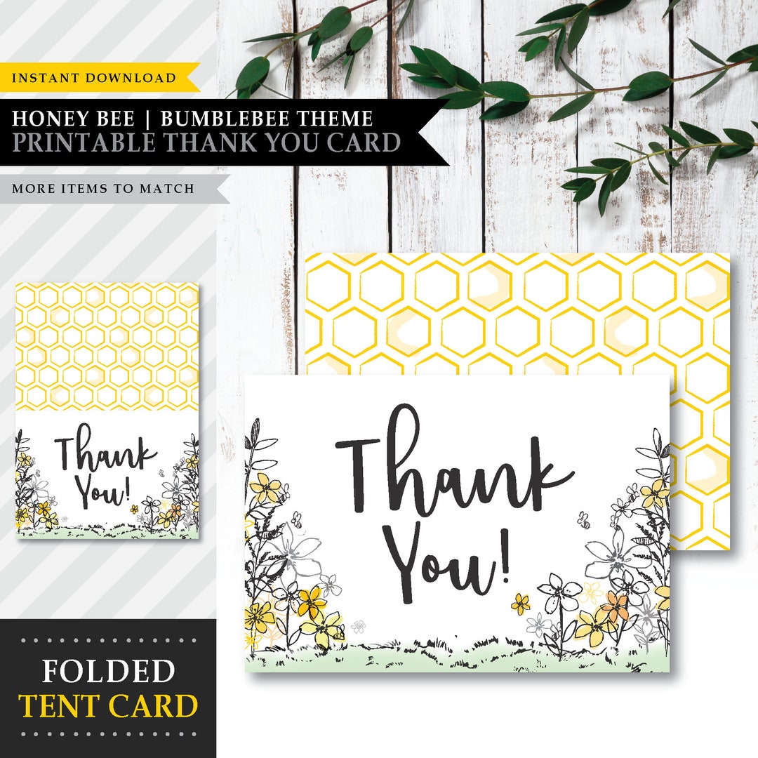 Bee 'honey Bee Tree' Theme *printable Folded Thank You Card* Party ...