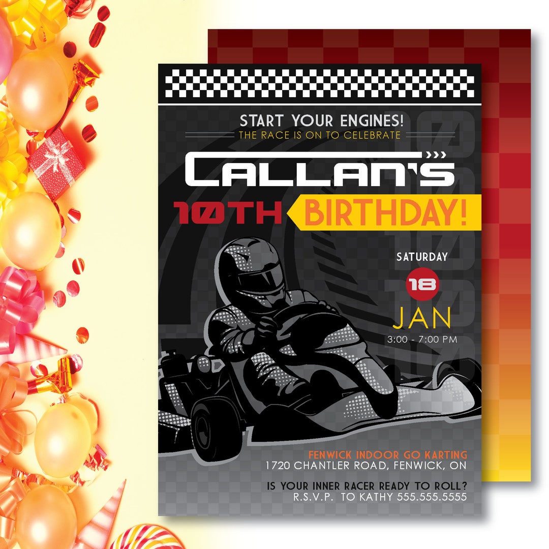 Go-kart 'indoor Race' Theme printable Kids Birthday - Etsy