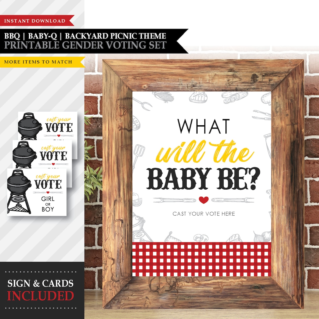 Baby-q 'backyard BBQ Red' Theme printable Voting Station Sign Boy or ...