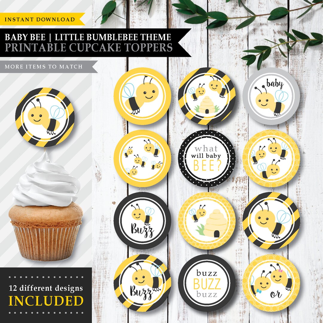 Baby 'little Bumblebee' Theme *printable Cupcake Toppers* Honey Bee ...