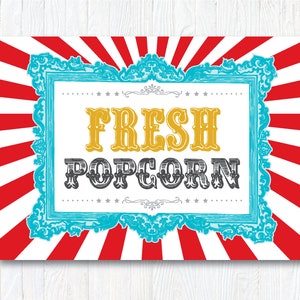 Carnival 'circus Clown' Theme printable Fresh Popcorn Sign Circus ...