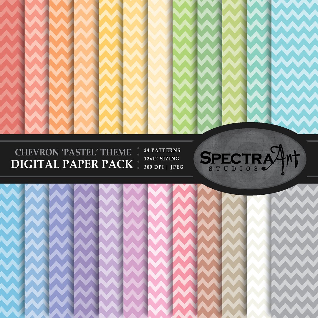 Chevron *pastel* Theme Digital Paper Pack | Printable Scrapbook Paper ...