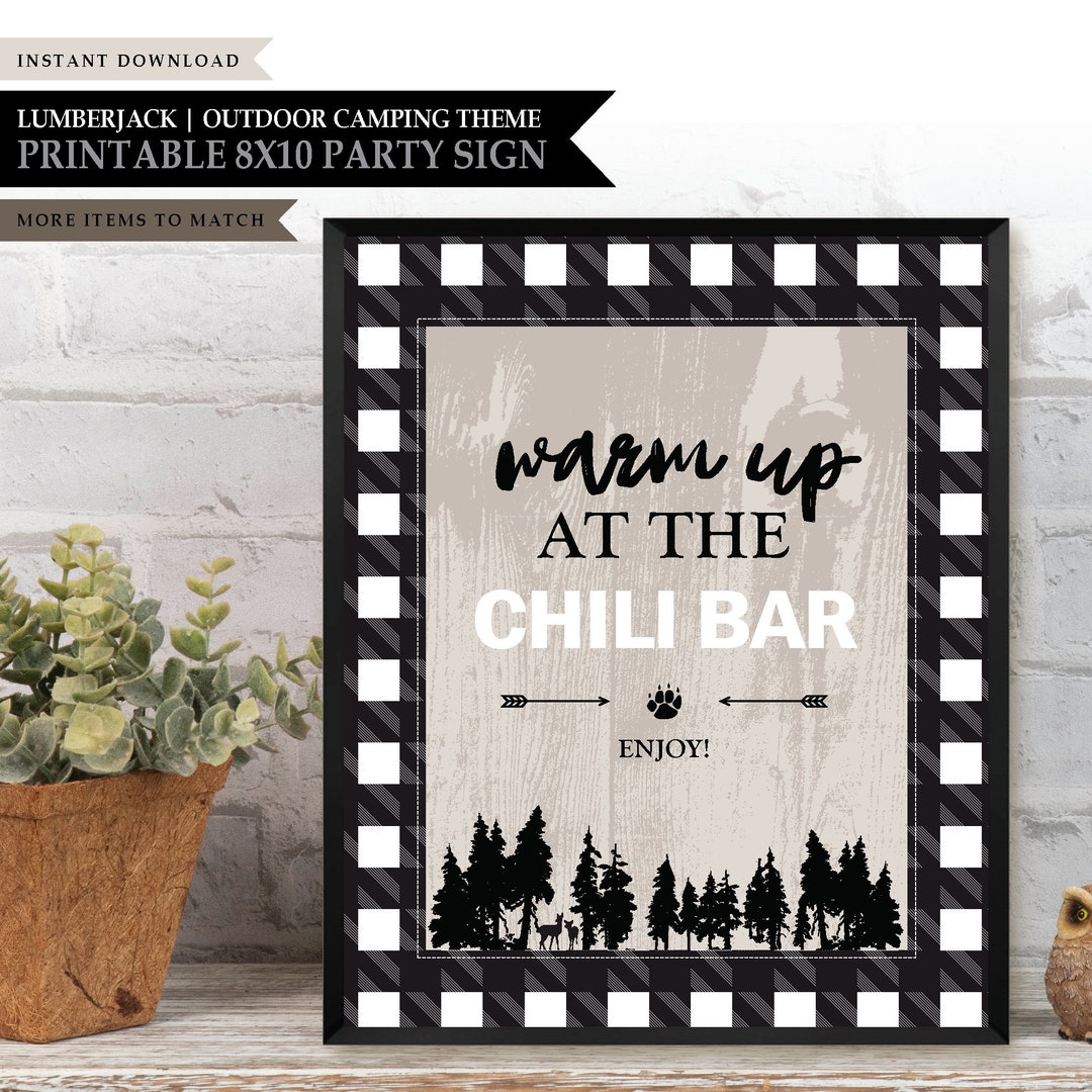 Lumberjack 'white Flannel' Theme printable Chili Bar Station Buffet ...