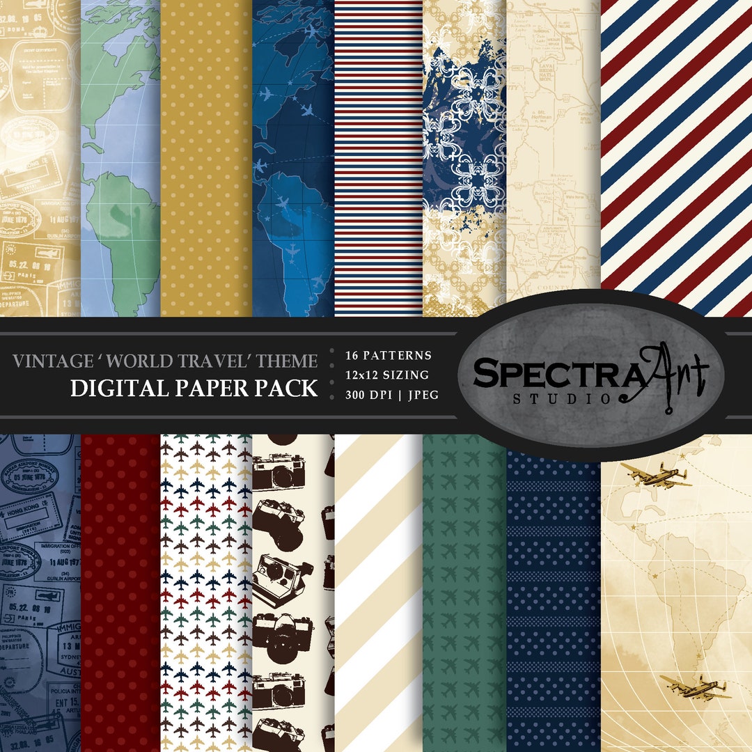 Travel *around the World* Theme Digital Paper Pack | Printable ...