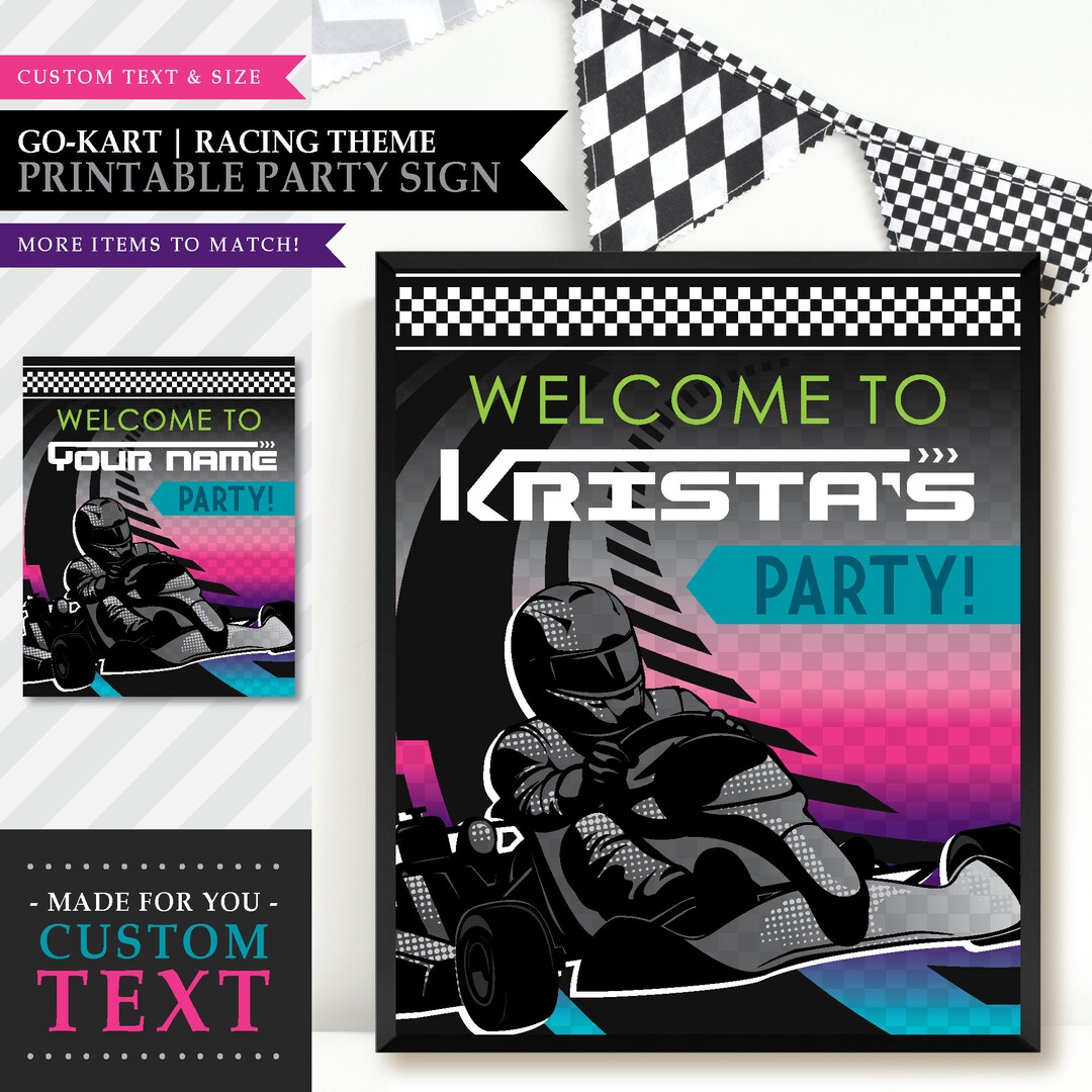 Go-kart 'indoor Race' Theme printable Welcome Sign Go-cart / Custom ...