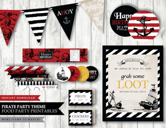 Pirate 'AHOY Matey' Theme Printable Birthday Party | Etsy