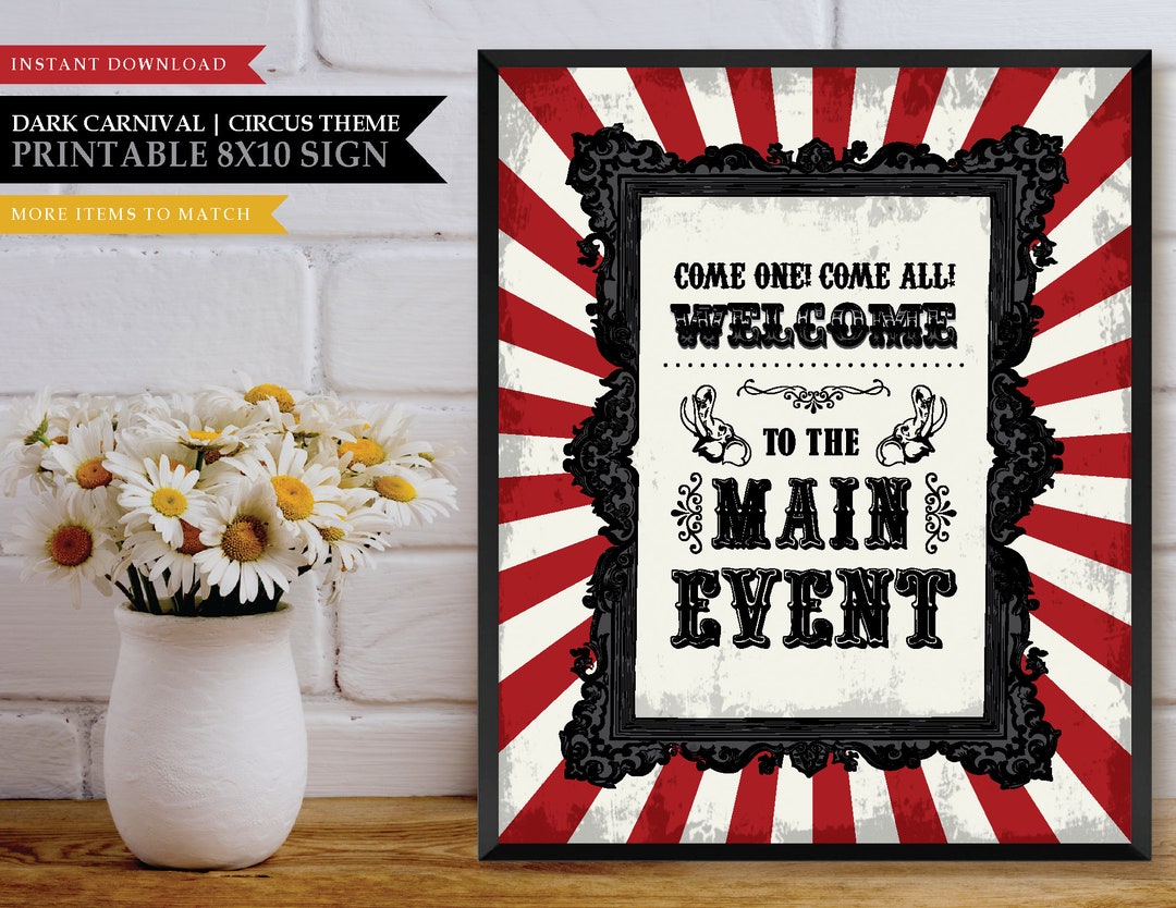 Circus 'dark Carnival' Theme printable Welcome Sign - Etsy