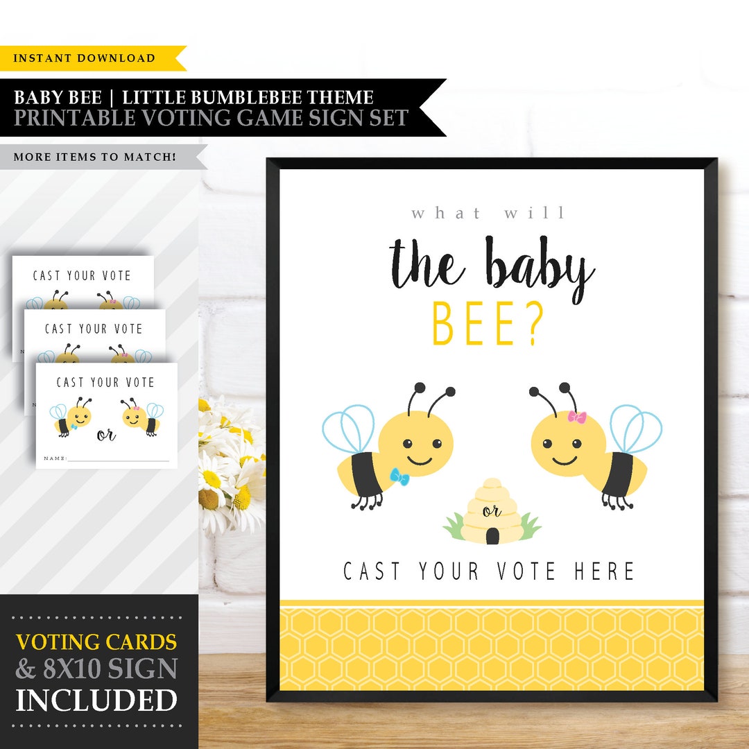 Baby 'little Bumblebee' Theme *printable Gender Reveal Voting Card ...