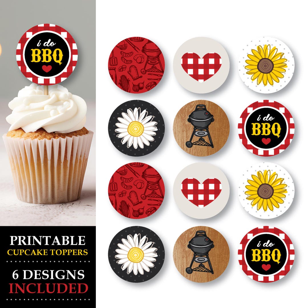 I Do BBQ Cupcake Toppers | Printable Backyard Barbecue Party ...