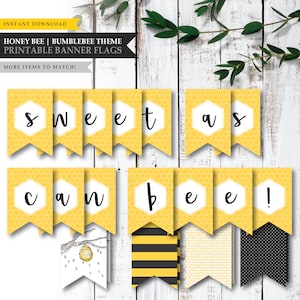 Bee 'honey Bee Tree' Theme printable Banner Flags Sweet as Can Bee ...