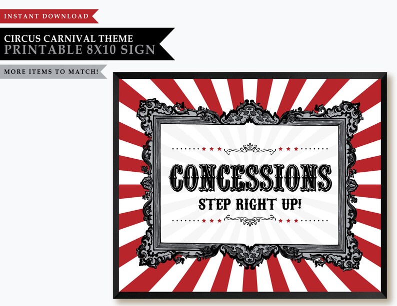 Circus 'dark Carnival' Theme printable Snack Sign - Etsy UK