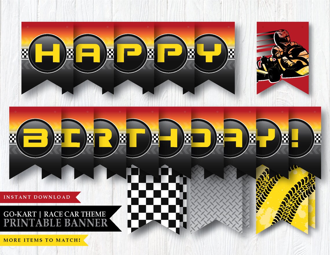 Go-kart 'indoor Race' Theme printable Happy Birthday - Etsy Canada