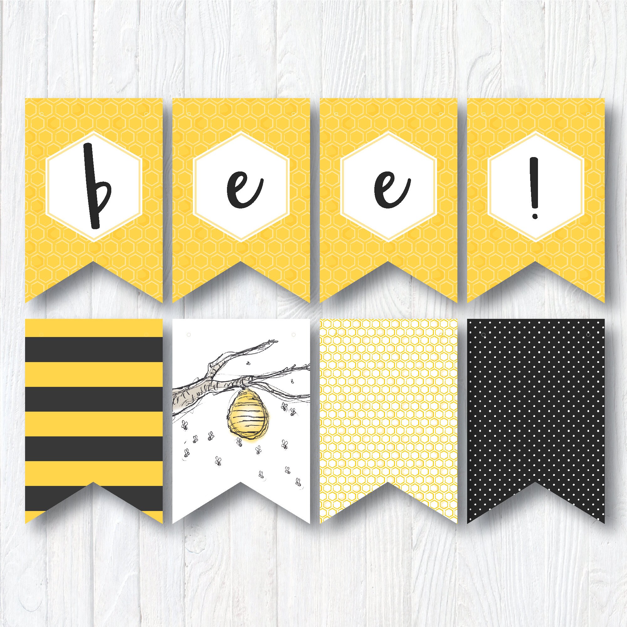 Bee 'honey Bee Tree' Theme *printable Banner Flags* Sweet as Can Bee ...