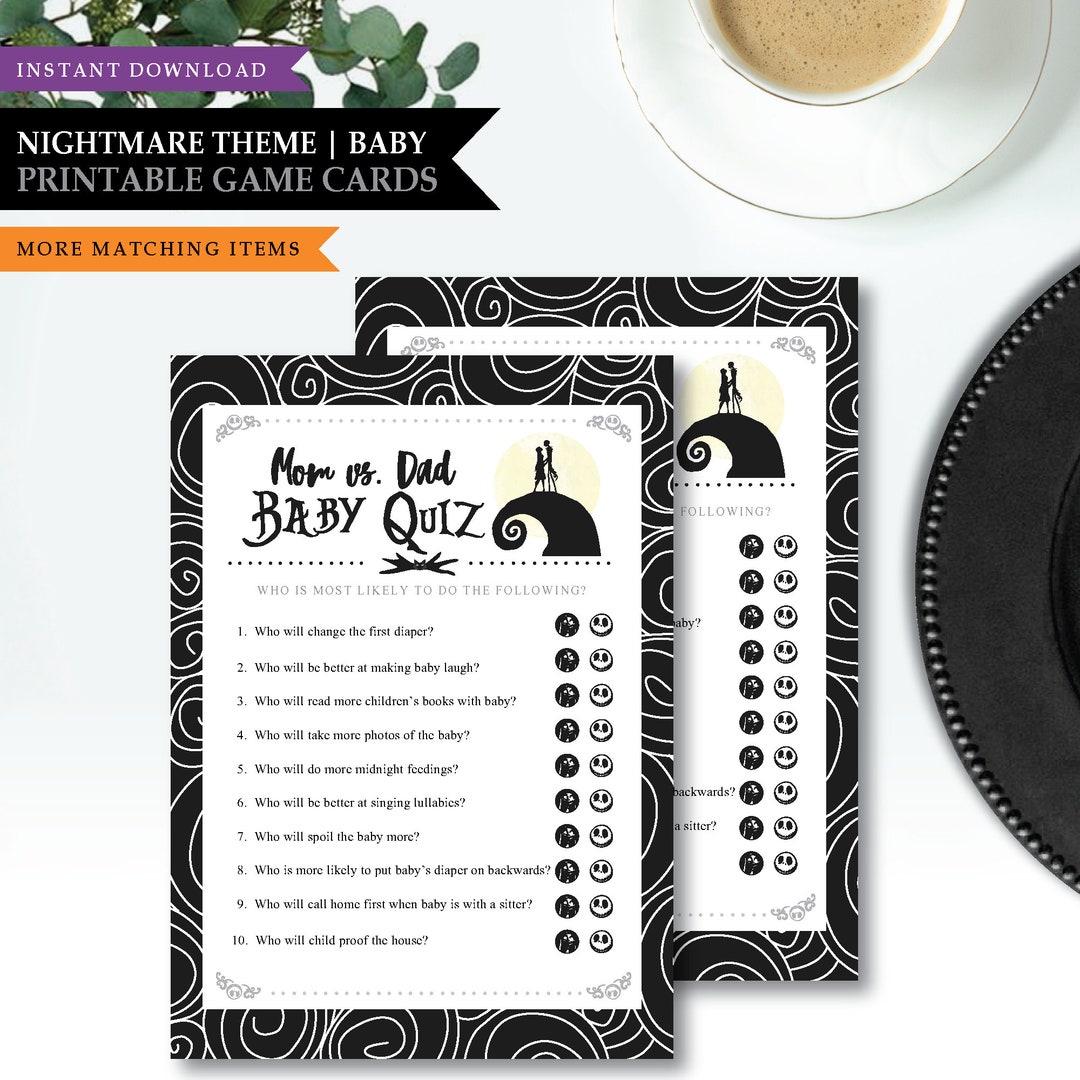 Nightmare *halloween Town* Theme / Printable Baby Shower Mom Vs Dad ...