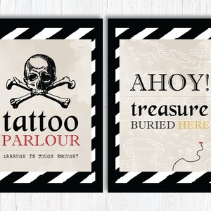 Pirate 'ahoy Matey' Theme *printable Game Signs* Tattoo Parlour ...