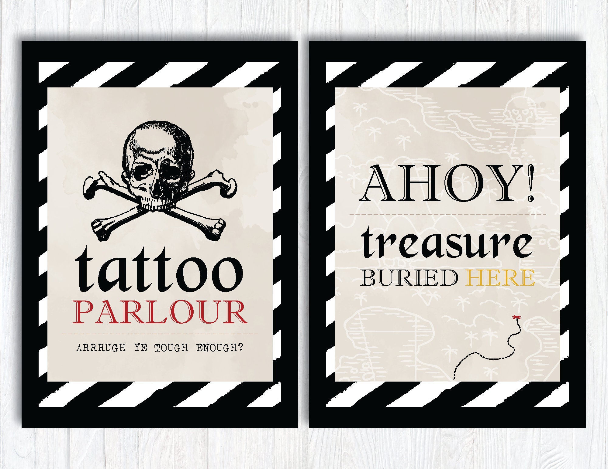 Pirate 'ahoy Matey' Theme *printable Game Signs* Tattoo Parlour ...