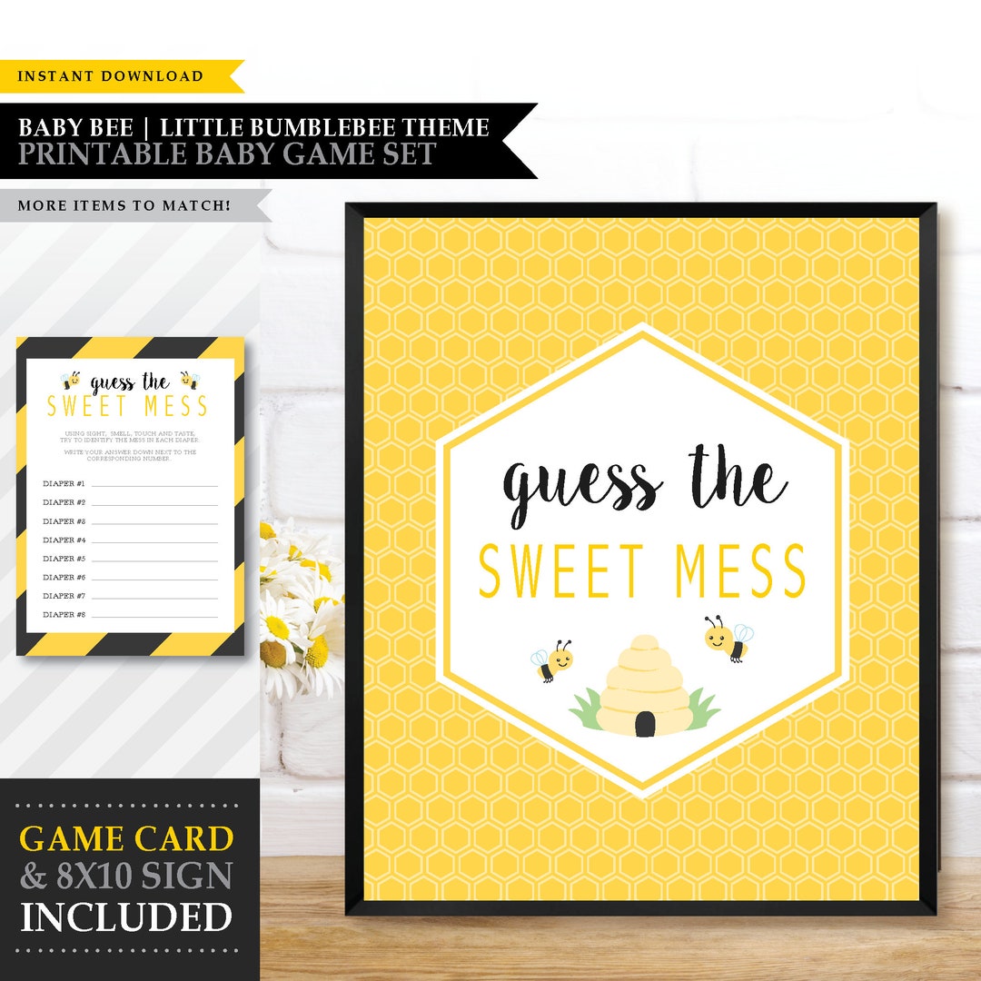 Baby 'little Bumblebee' Theme *printable Guess the Sweet Mess Game* Bee ...
