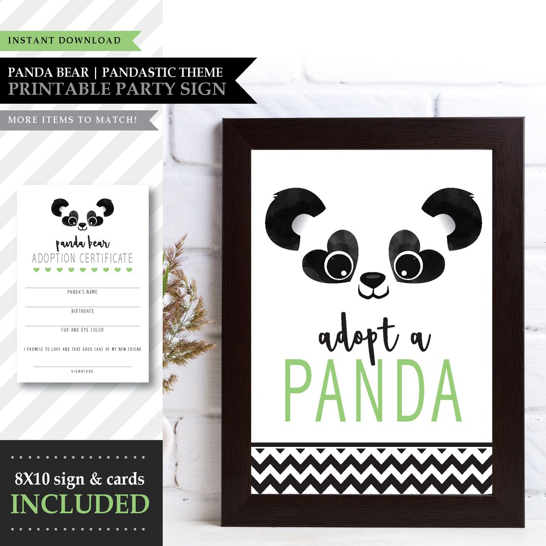 Panda 'beary Fun' Theme printable Adopt A Panda Sign Pandastic / Party ...