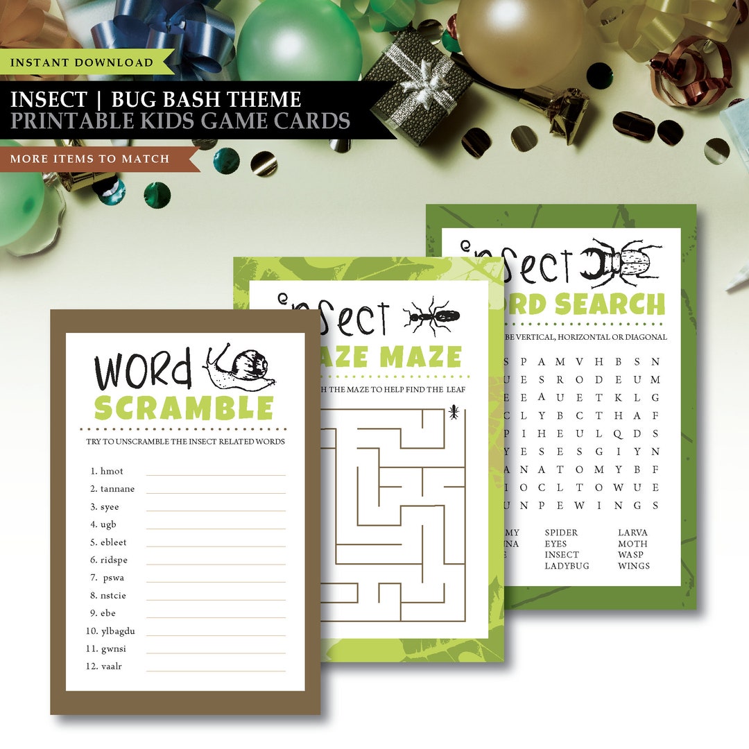 Insect 'creepy Crawlers' Theme *printable Kids Party Game Cards* Bug ...
