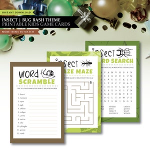 Insect 'creepy Crawlers' Theme printable Kids Party Game Cards Bug Bash ...