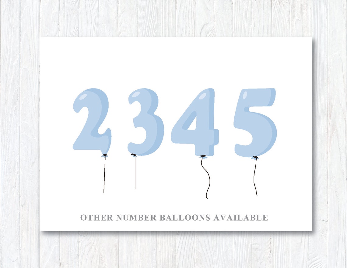 Bear 'number Balloon' Blue Theme printable 1st - Etsy
