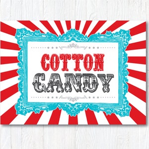 Carnival 'circus' Theme *printable Cotton Candy Sign* Cotton Candy Tag ...