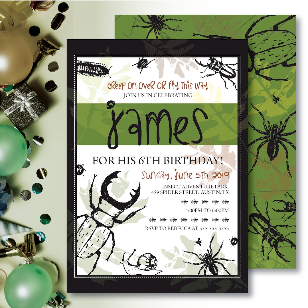 Insect *creepy Crawler* Printable Birthday Invitation | Digital Evite ...