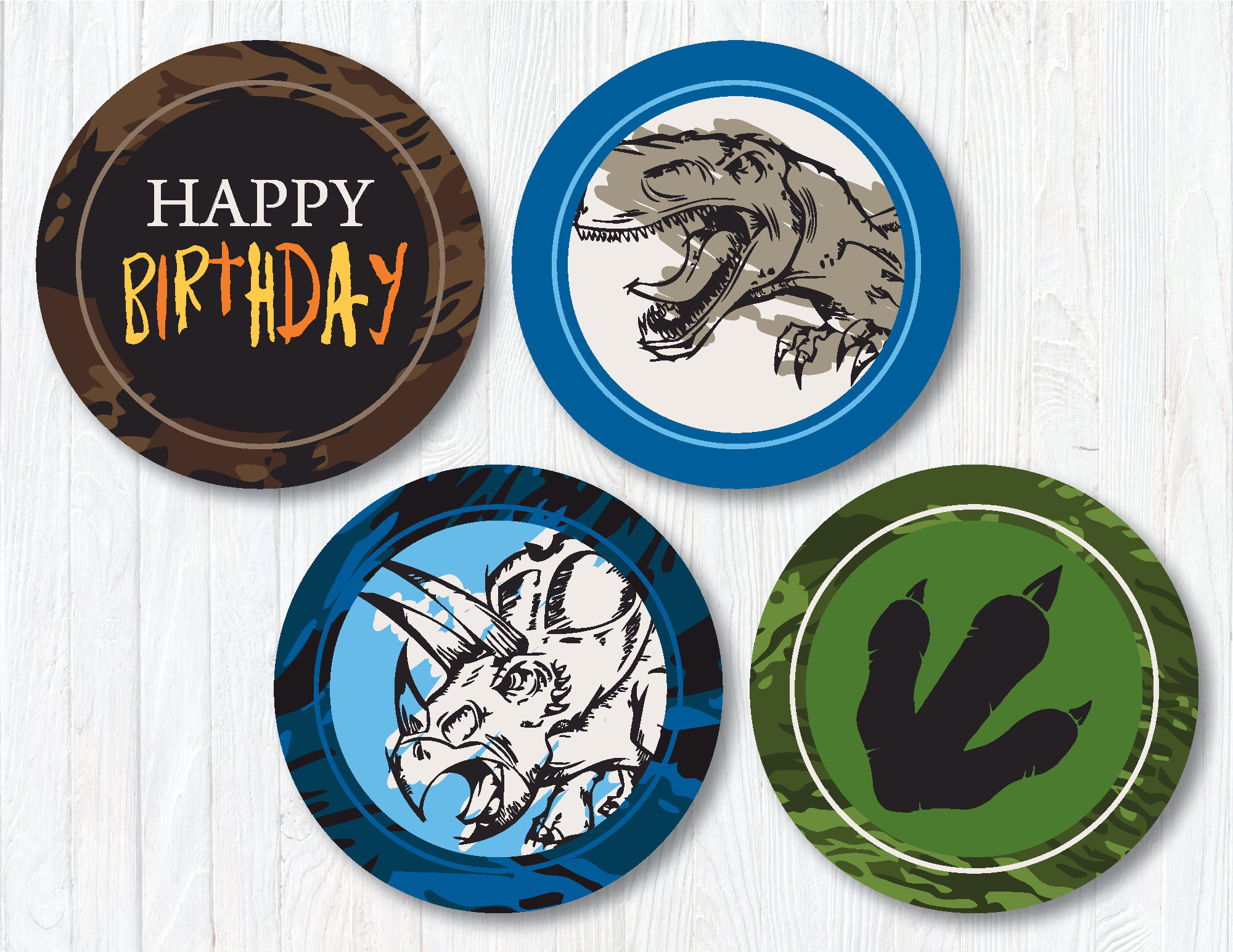Dinosaur 'Blue Camo' Dino Theme Printable Birthday | Etsy