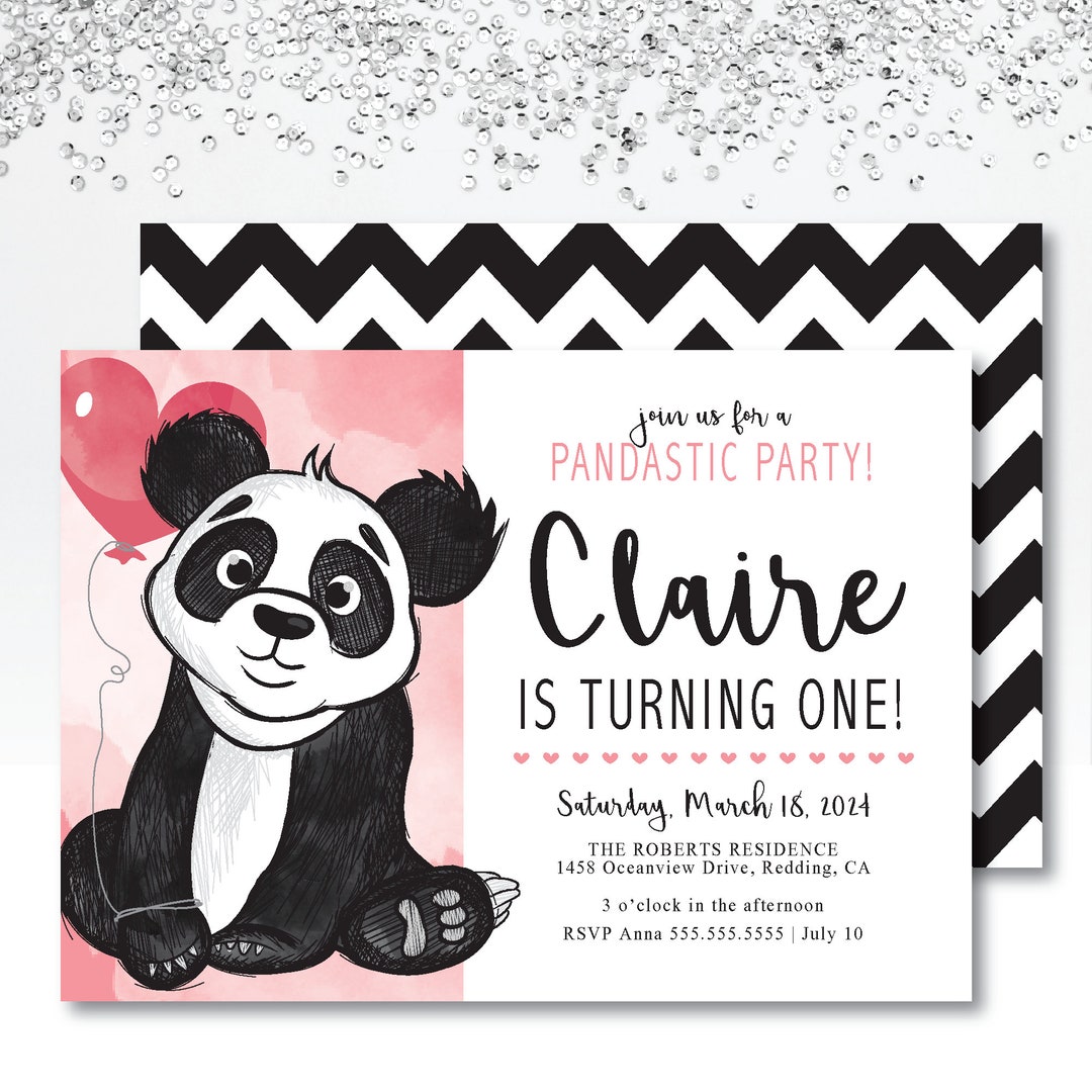 Panda 'pandastic Pink* Printable Birthday Invitation | Digital Evite ...