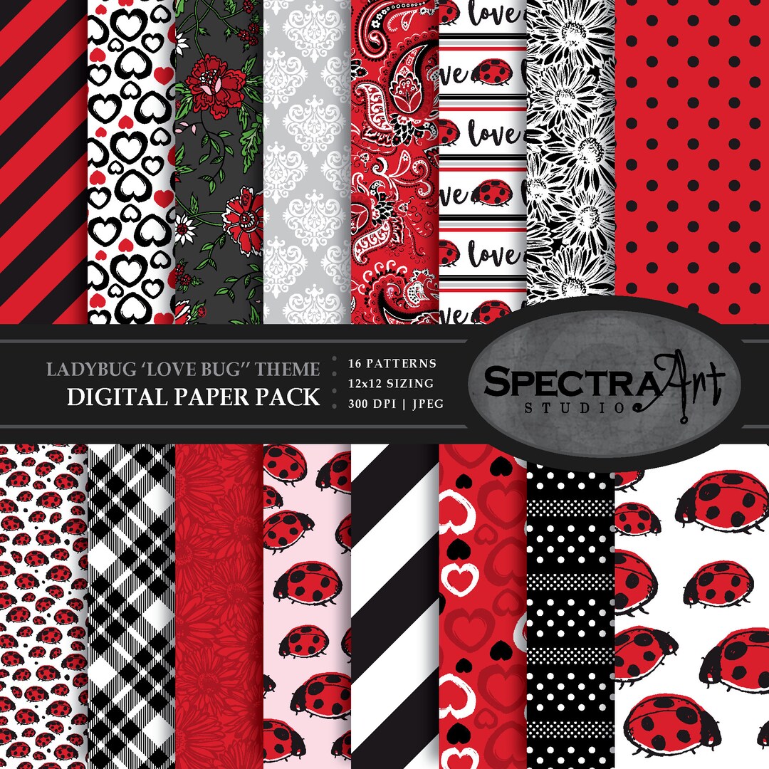 Ladybug *little Lady* Theme Digital Paper Pack | Printable Scrapbook ...