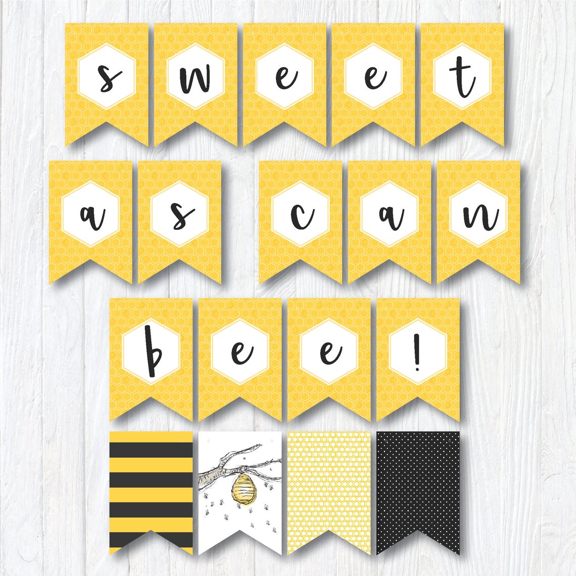 Bee 'honey Bee Tree' Theme *printable Banner Flags* Sweet as Can Bee ...