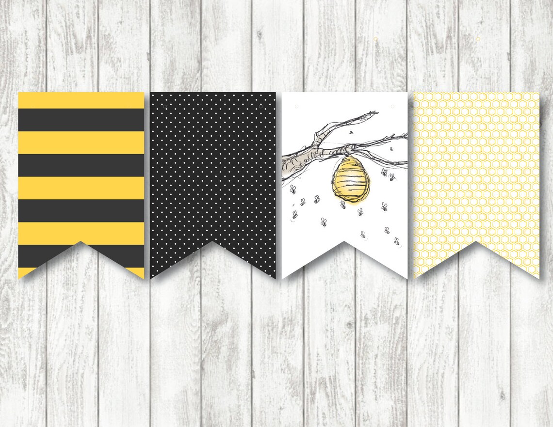 Bee 'honey Bee Tree' Theme printable Banner Flags | Etsy