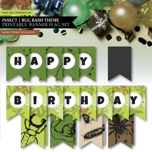 Insect 'creepy Crawlers' Theme *printable Happy Birthday Banner* Bug ...