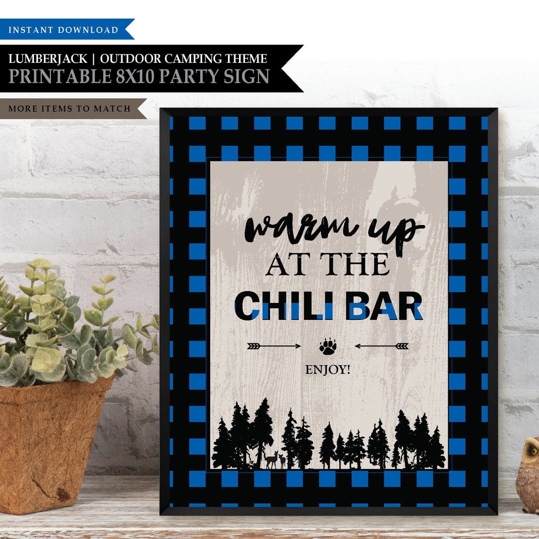 Lumberjack 'blue Plaid' Theme *printable Chili Bar Sign* Food Labels ...