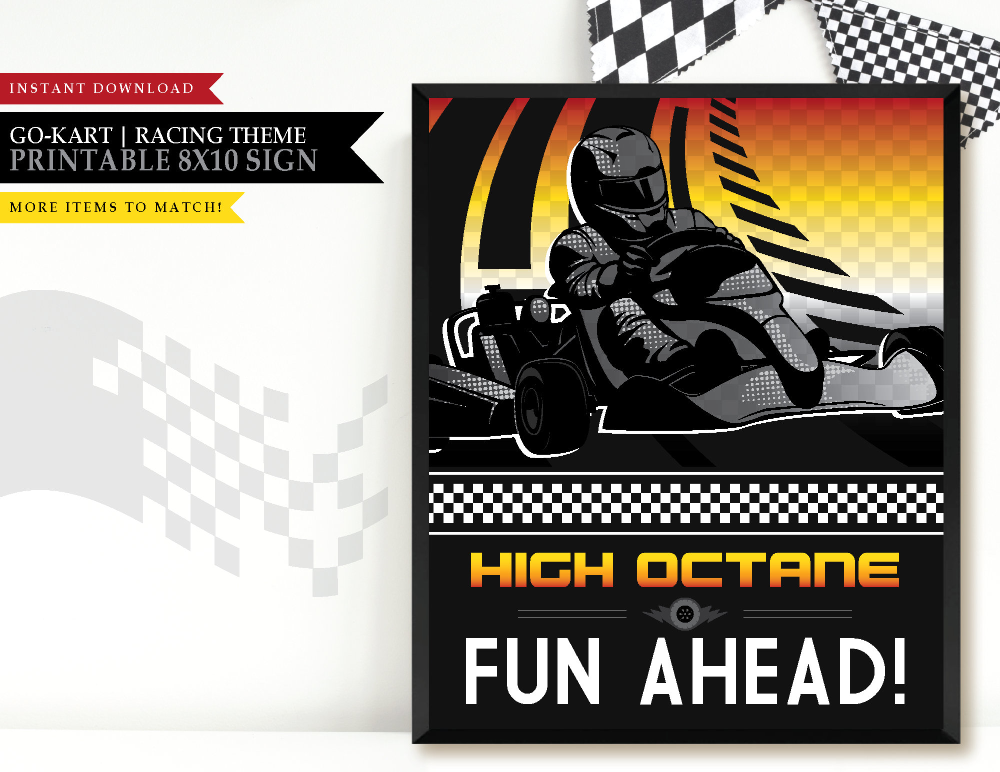 Party Supplies Go-Kart 'Indoor Race' Theme *Printable Be Fast or Last ...