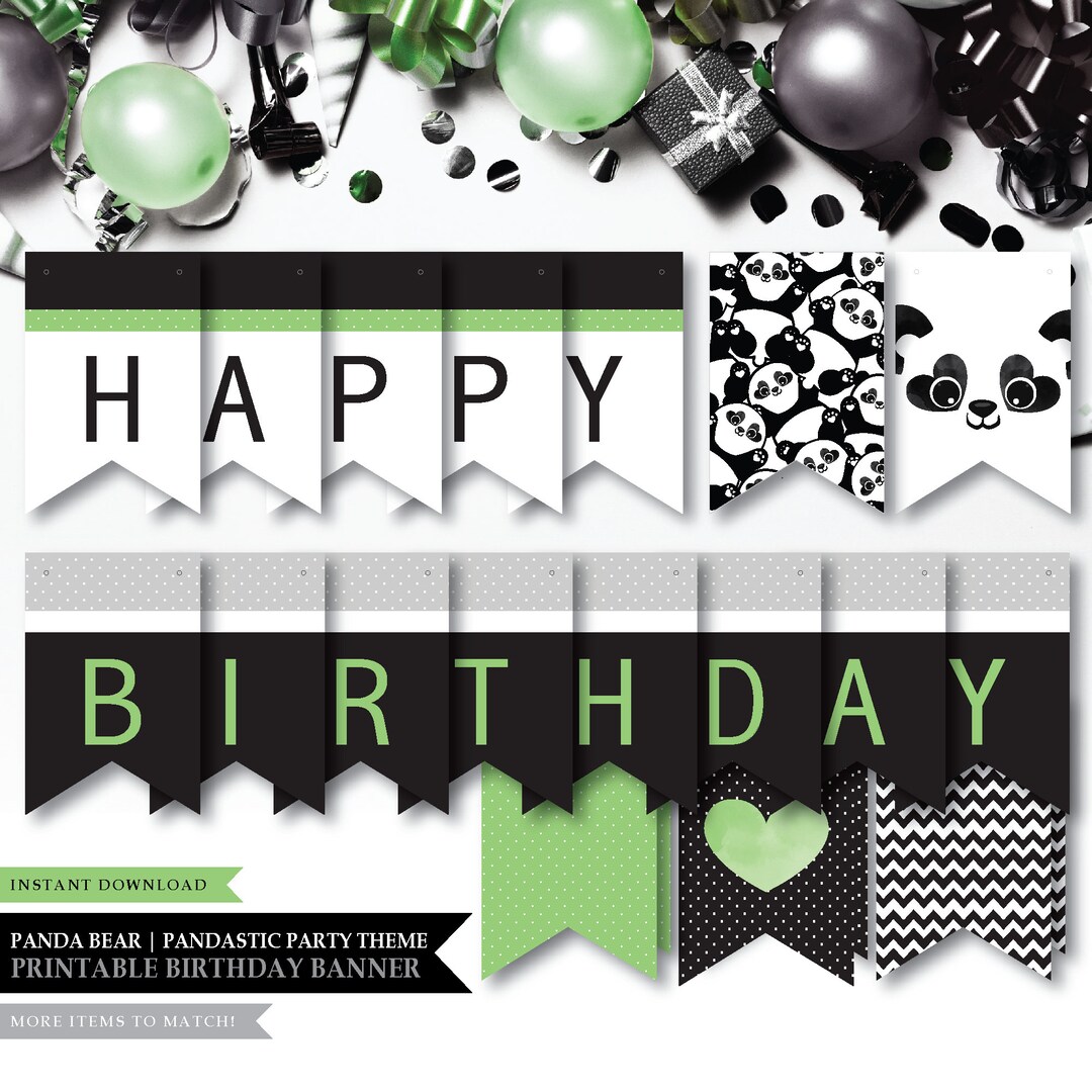 Panda 'beary Fun' Theme *printable Happy Birthday Banner* Pandastic ...