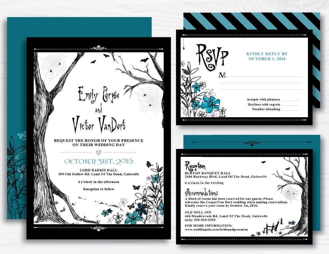 Corpse Skeleton Bride 'midnight Tree' Theme printable - Etsy