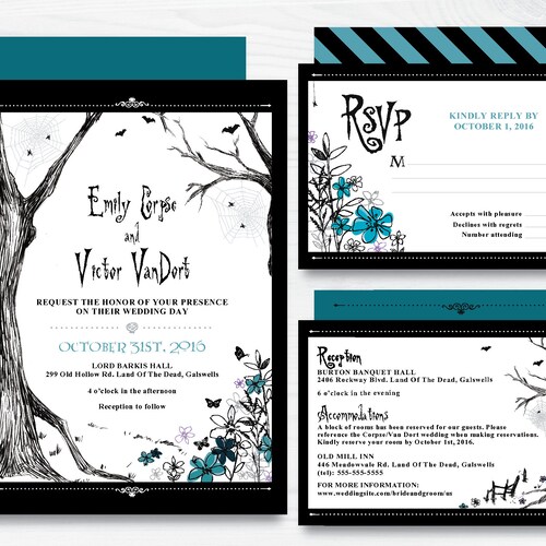 Corpse Skeleton Bride 'midnight Tree' Theme printable | Etsy