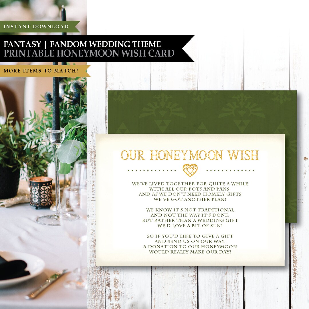 Fantasy *triforce Love* Theme / Printable Honeymoon Wish Card / Wishing ...