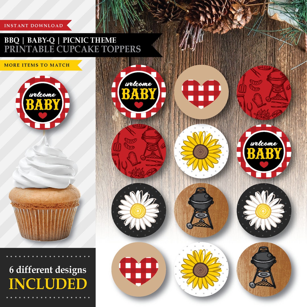 Baby-q 'backyard BBQ Red' Theme *printable Cupcake Topper* Baby-que ...