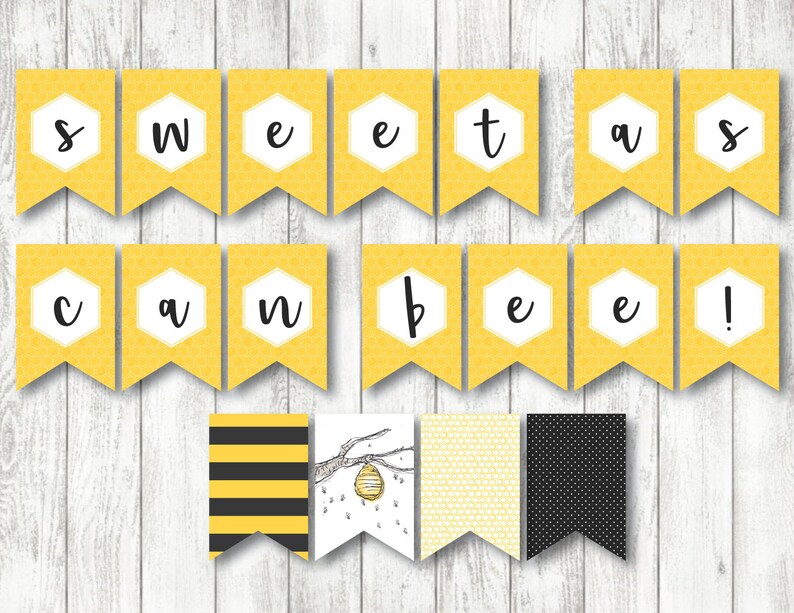 Bee 'honey Bee Tree' Theme printable Banner Flags | Etsy