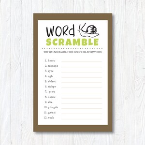 Insect 'creepy Crawlers' Theme printable Kids Party Game Cards Bug Bash ...