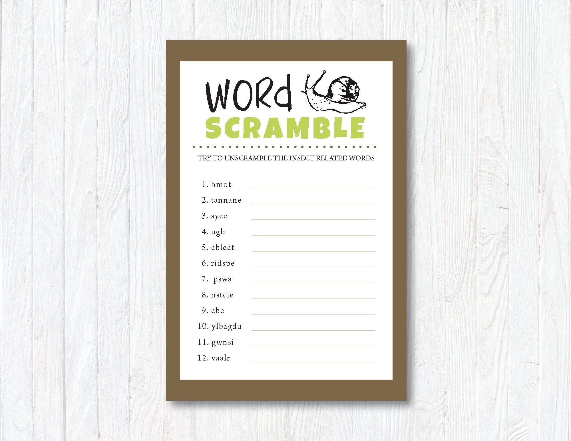 Insect 'creepy Crawlers' Theme *printable Kids Party Game Cards* Bug ...