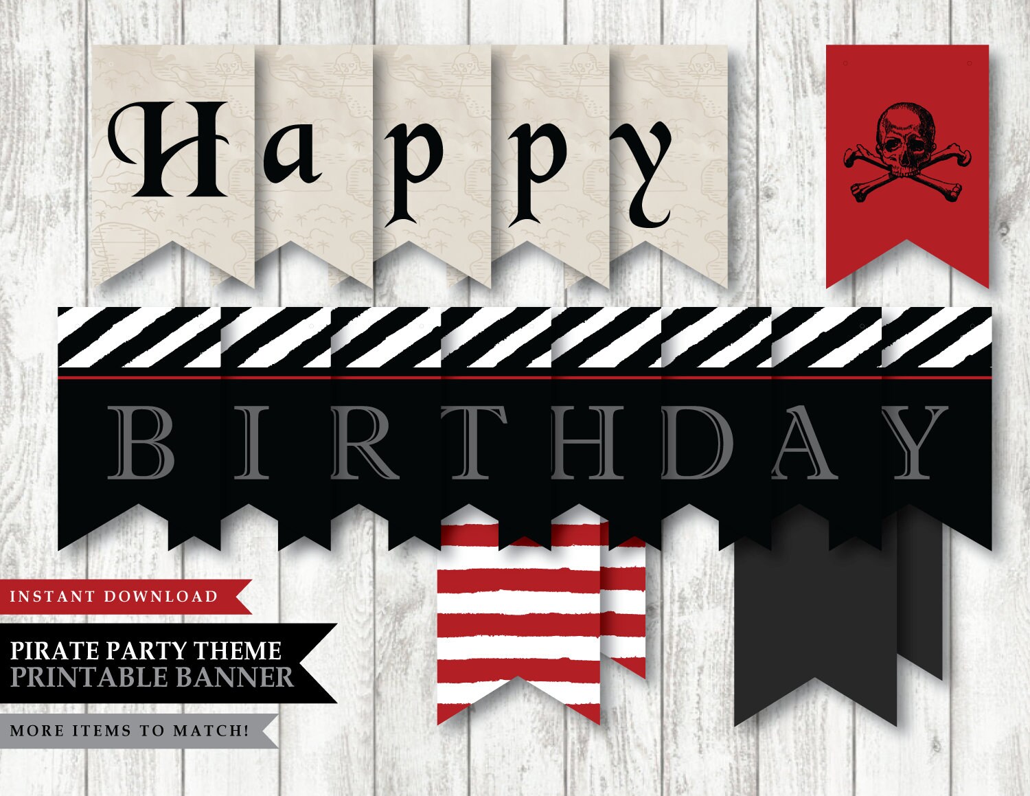 Pirate 'AHOY Matey' Theme printable Happy Birthday | Etsy
